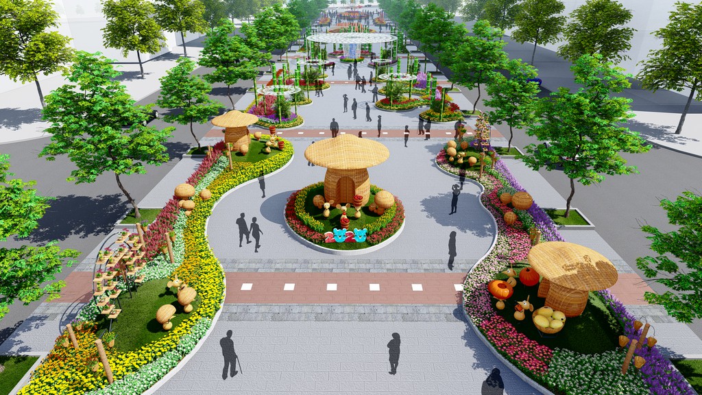 Phối cảnh đường hoa Tết Canh Tý 2020 ở TP.HCM
